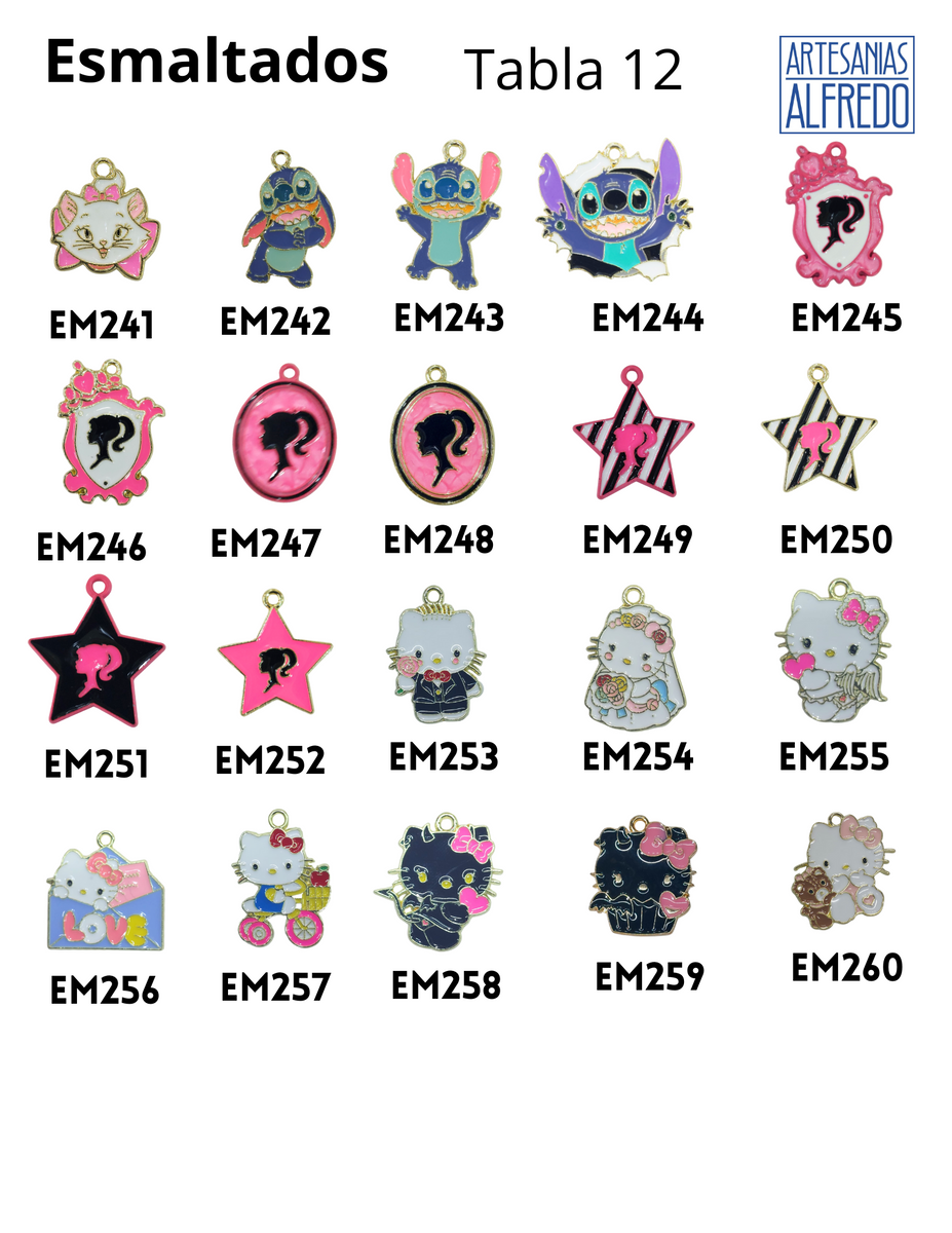 Dijes Esmaltados Stitch, Barbie – ArtesaniasAlfredo